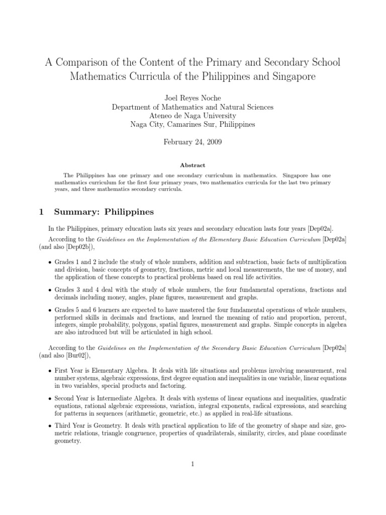 A Comparison of The Content of The Primary and Secondary School ...