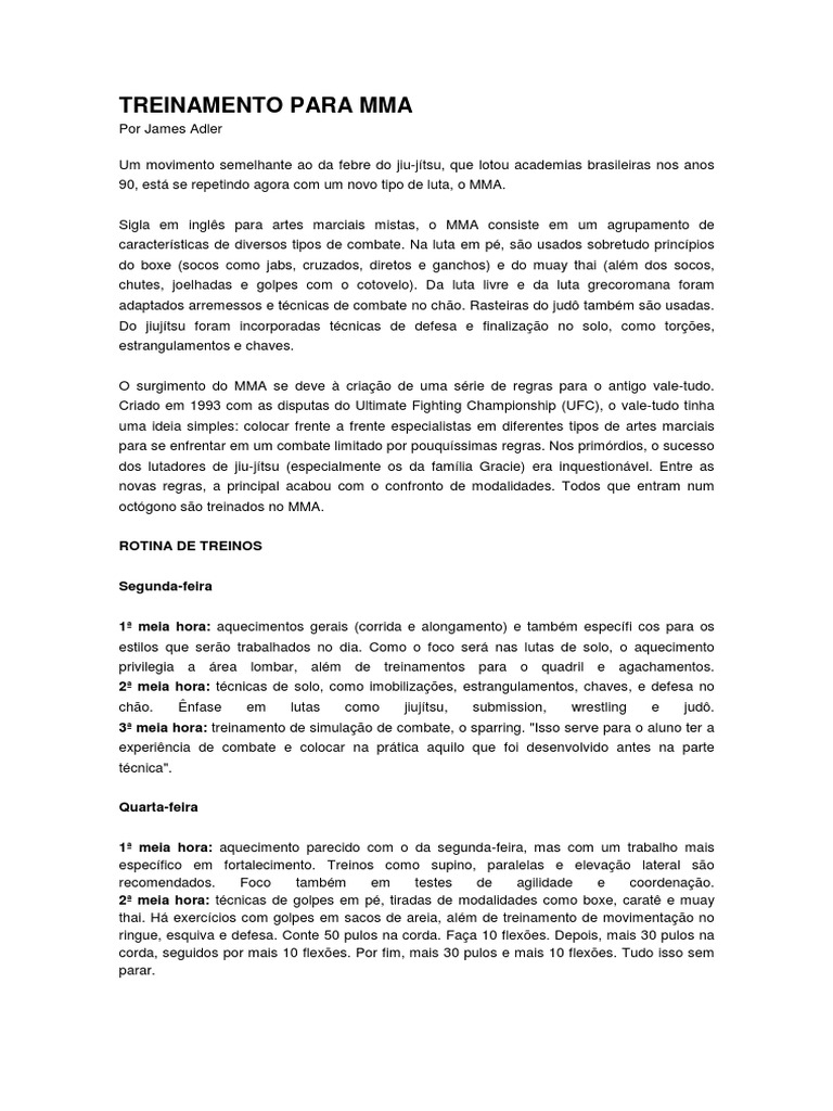 Treinamento para MMA | PDF | Artes marciais mistas (MMA) | Ultimate ...
