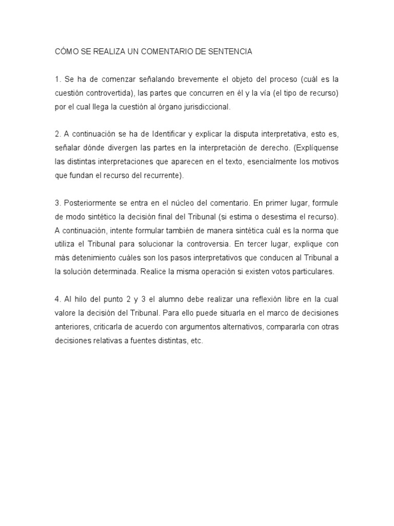Cómo Se Realiza Un Comentario de Sentencia (Nota A Fallo) | PDF | Derecho