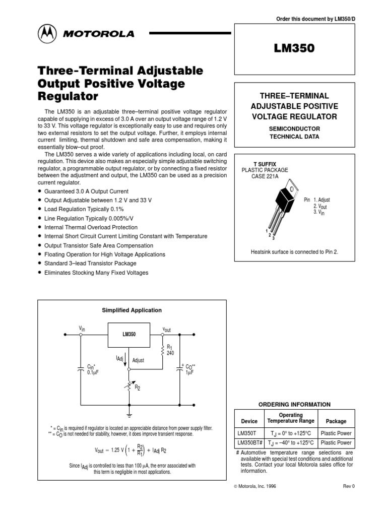 LM350 datasheet | Capacitor | Power Supply