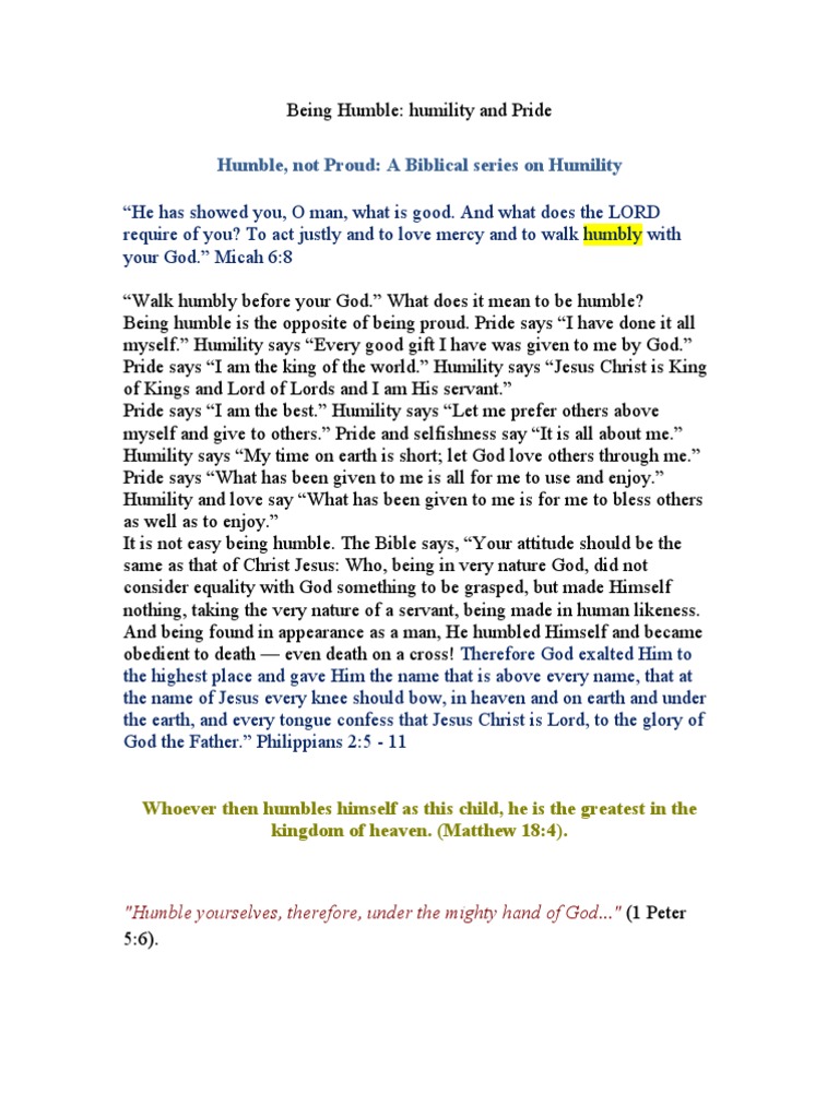 Being Humble - Humility and Pride | PDF | Humility | John The Baptist