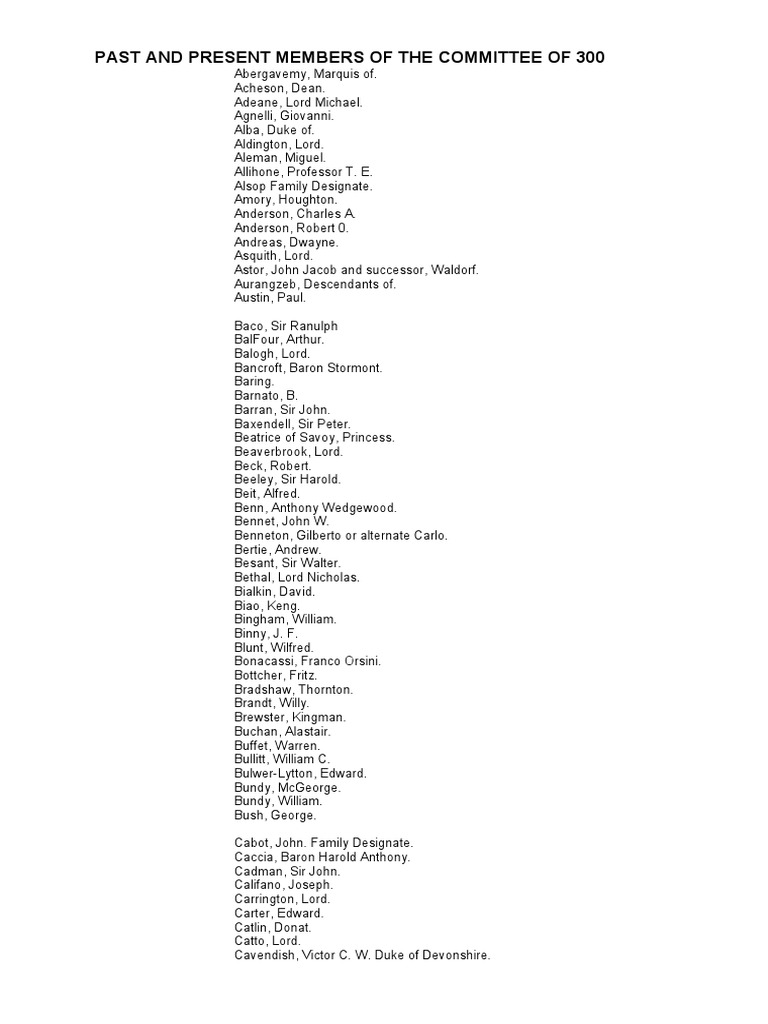 Committee of 300 | PDF