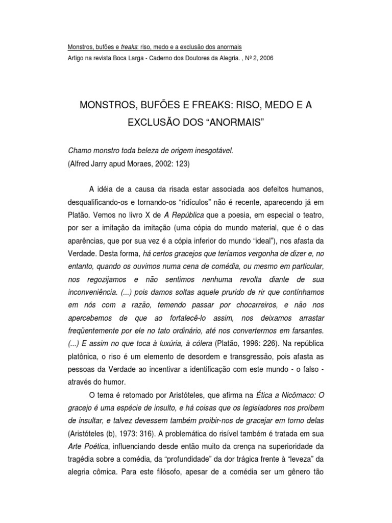 Monstros Bufoes e Freaks - Jorge Leite Jr-Libre | PDF | Palhaço | Bobo ...