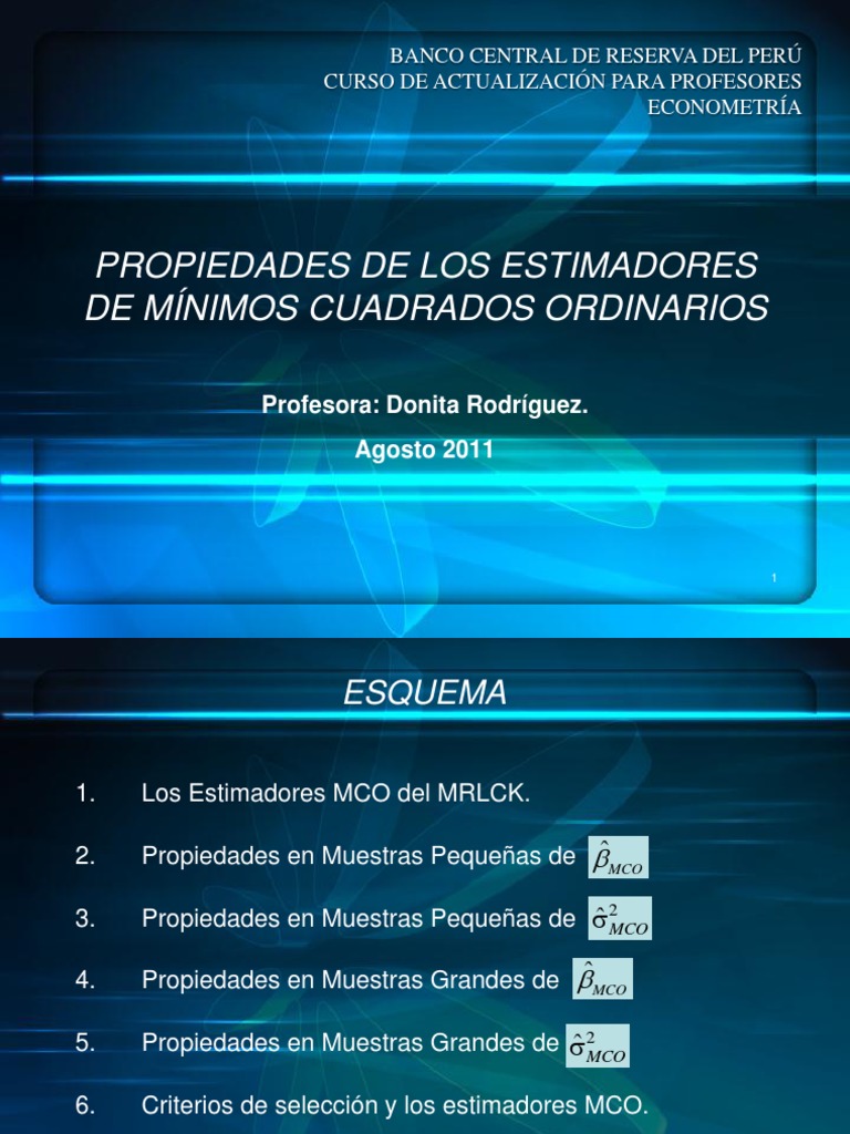 04 - Propiedades Estimadores Mco | PDF | Estimador | Mínimos cuadrados ordinarios