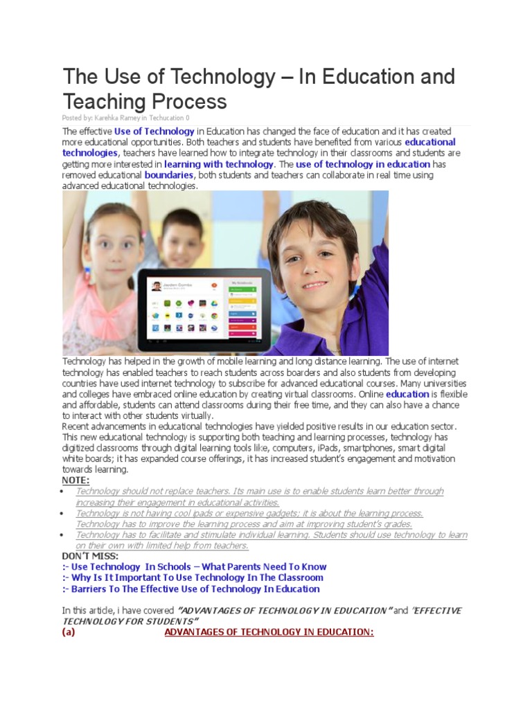 The Use of Technology in Education and Teaching Process | PDF ...