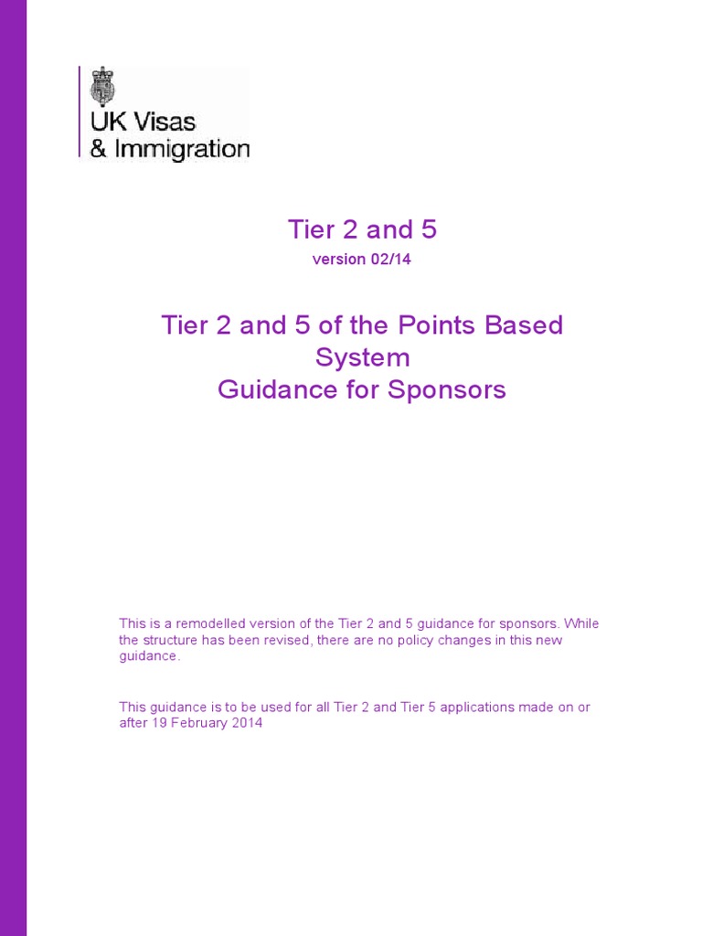 Tier 2 and 5 Sponsor Guidance | PDF | Charitable Organization | Immigration
