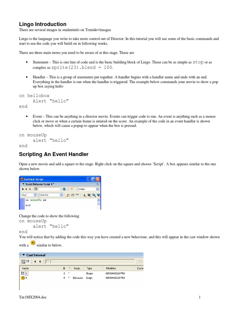 Lingo Tutorial | Download Free PDF | Menu (Computing) | Software