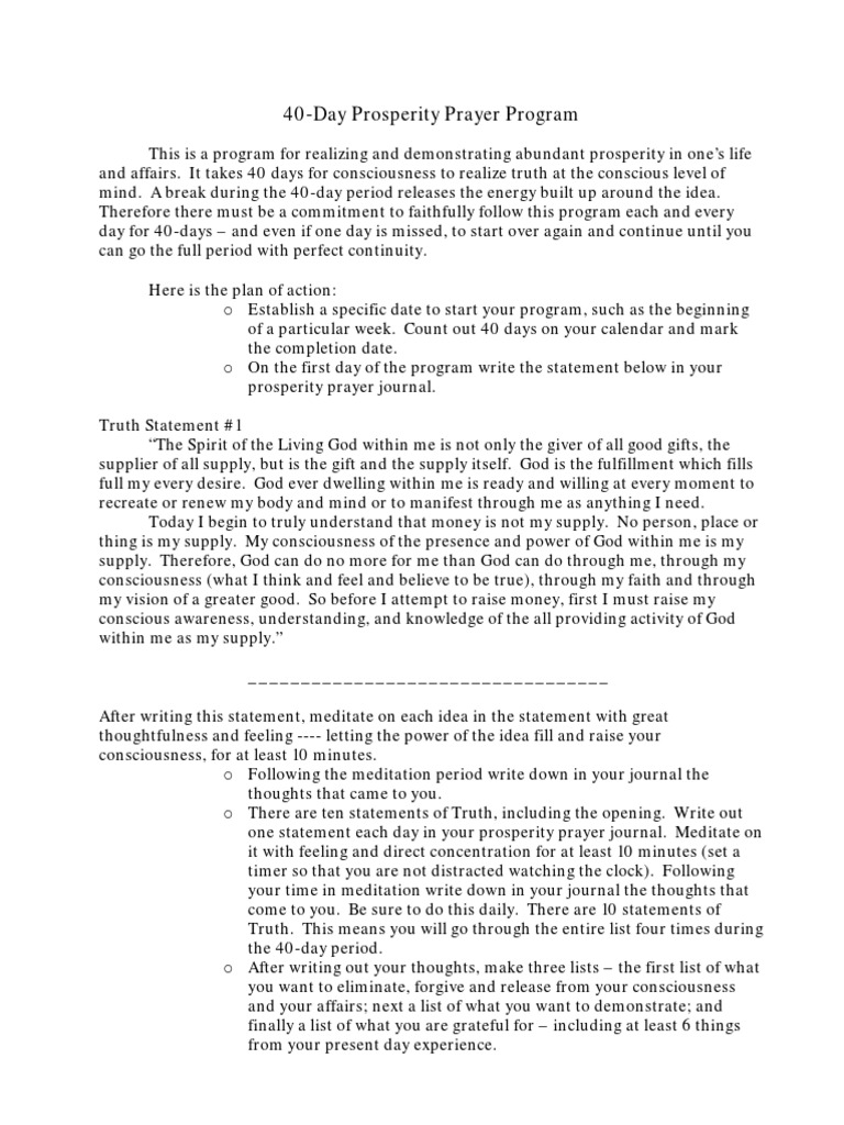 40 Day Prosperity Prayer Program | PDF | Prayer | Prosperity Theology