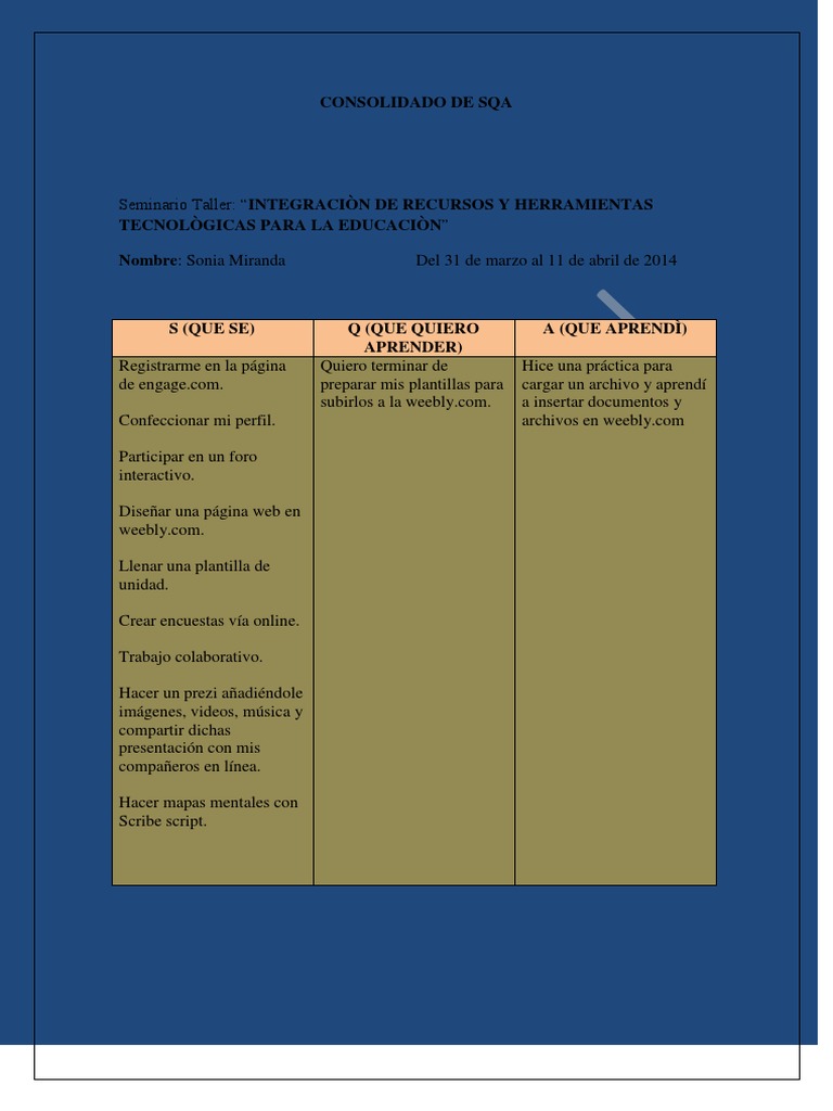 Consolidado de Sqa | PDF