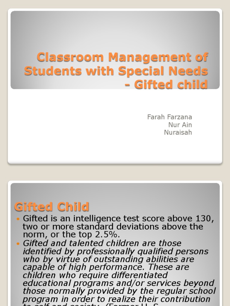 Gifted Child in Classroom Management | PDF | Intellectual Giftedness ...