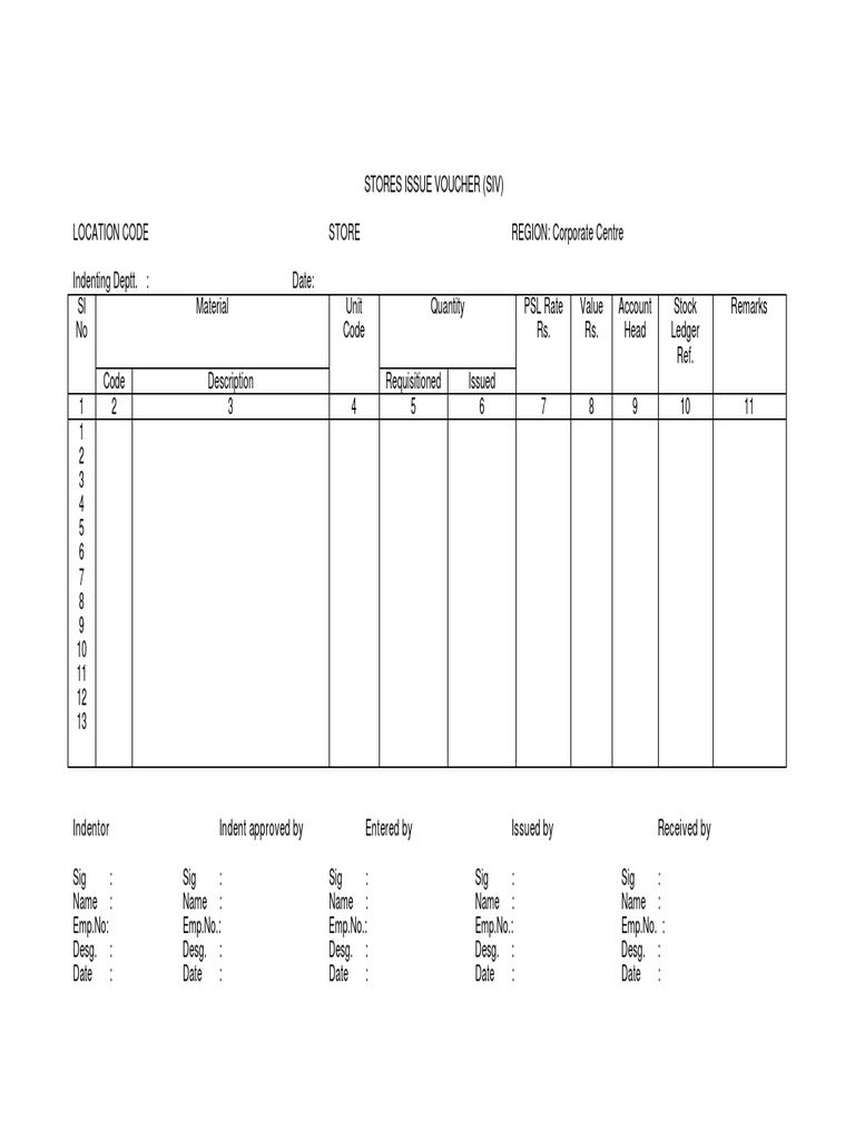 Store Issue Voucher | PDF