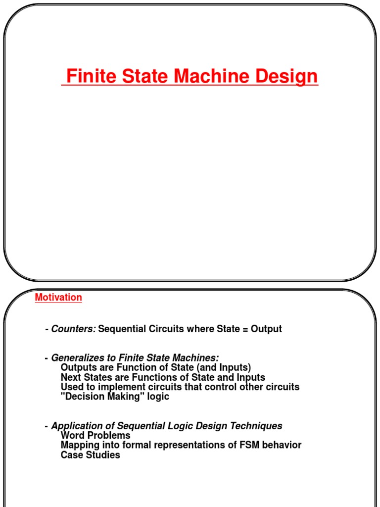 Finite State Machine Design | PDF | Electronics | Digital Electronics
