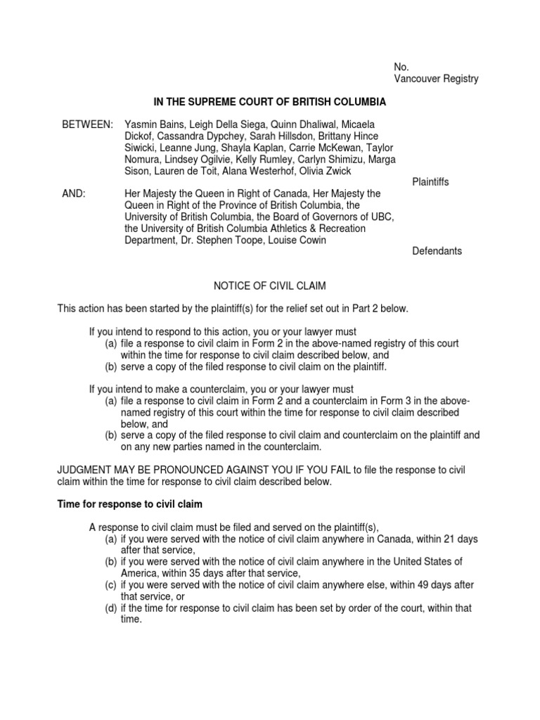 Statement of Claim | Damages | Negligence