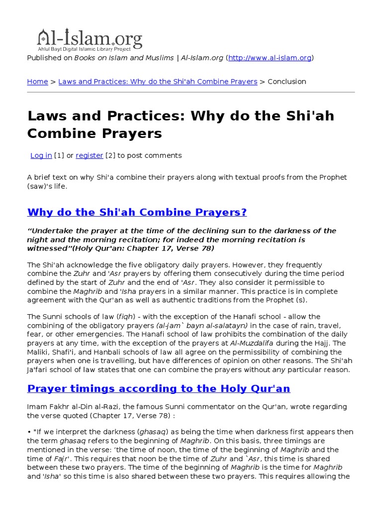 Understanding Shia Prayer Combinations | PDF | Shia Islam | Muhammad