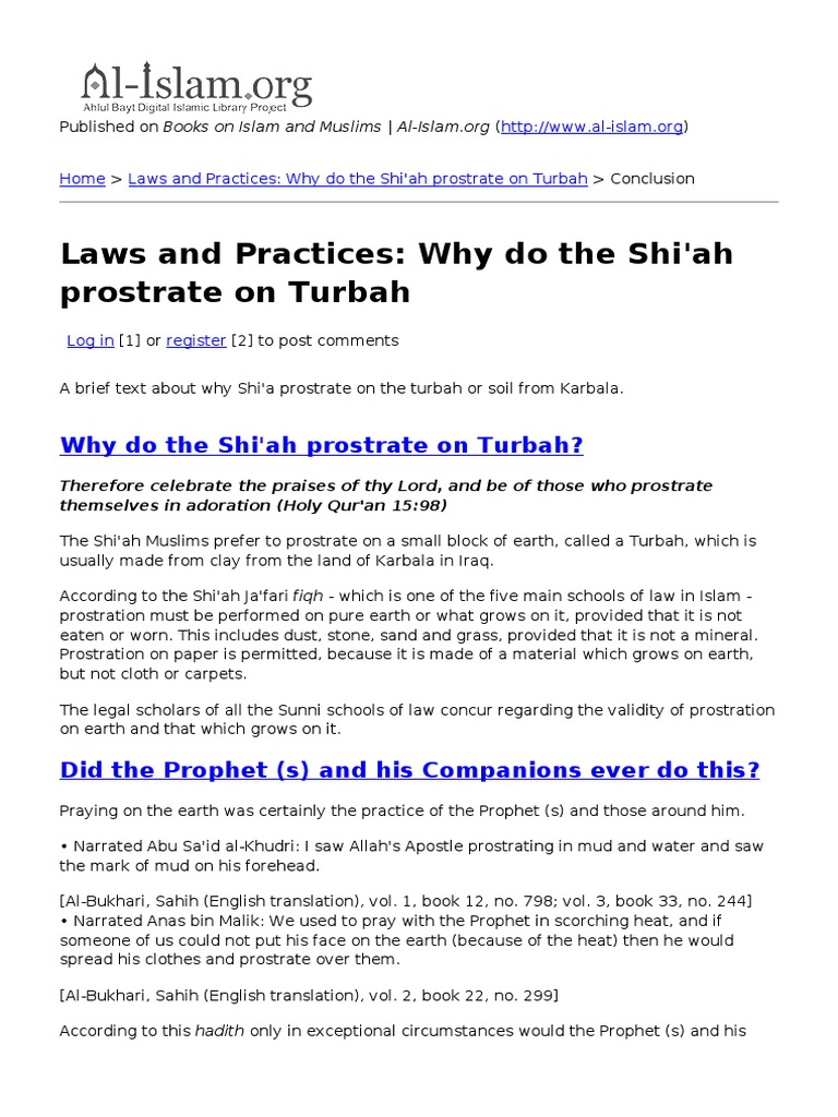 Laws and Practices - Why Do The Shia Prostrate On Turbah | PDF | Shia ...