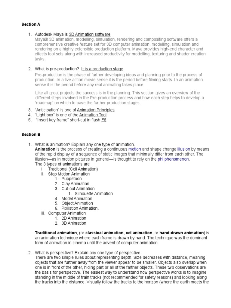Question Paper For Animation | PDF | Perspective (Graphical) | Animation
