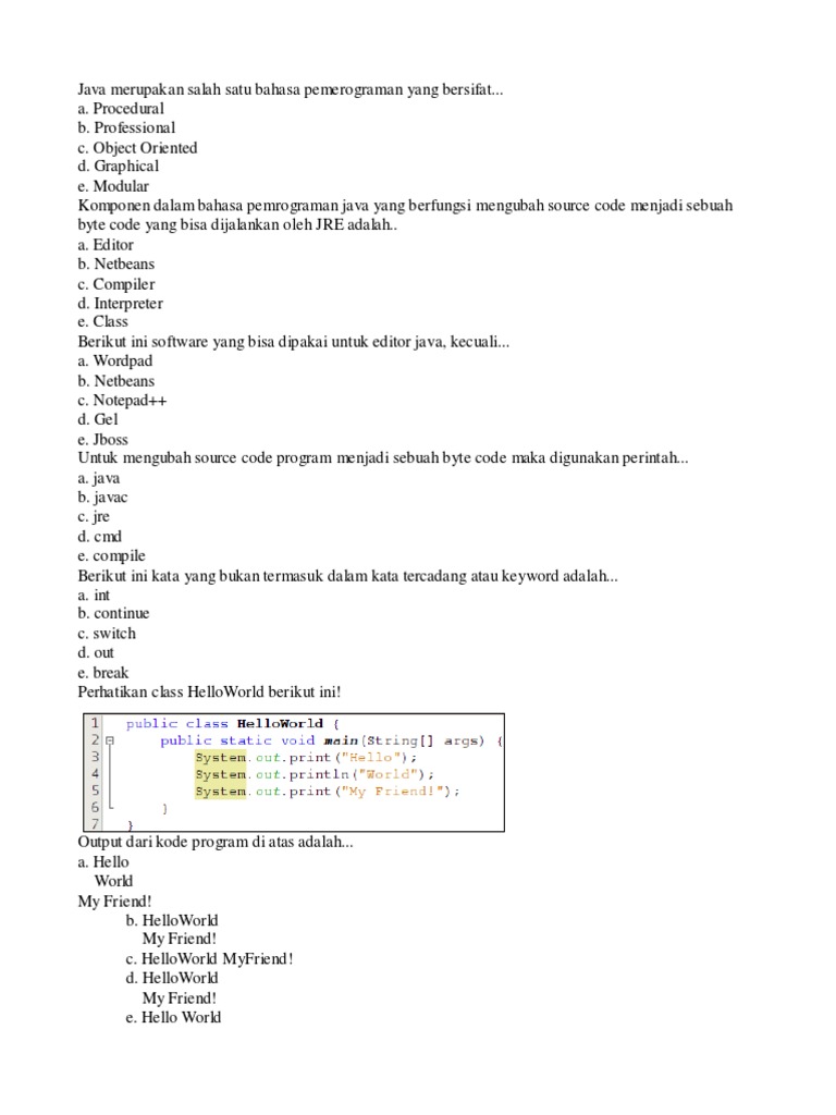 Soal Pemrograman JAVA | PDF