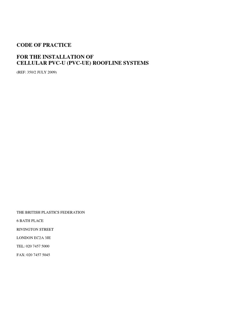 Code of Practice For The Installation of Cellular Pvc-U (Pvc-Ue ...