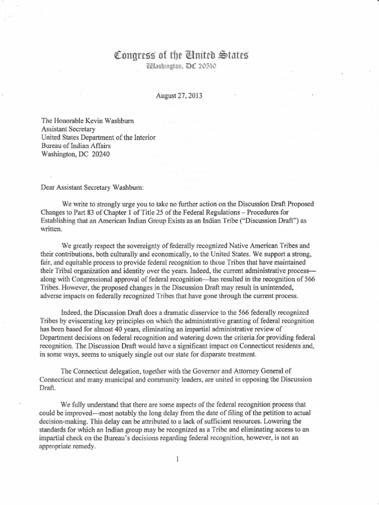 House BIA Letter | PDF | Bureau Of Indian Affairs | Native Americans In ...