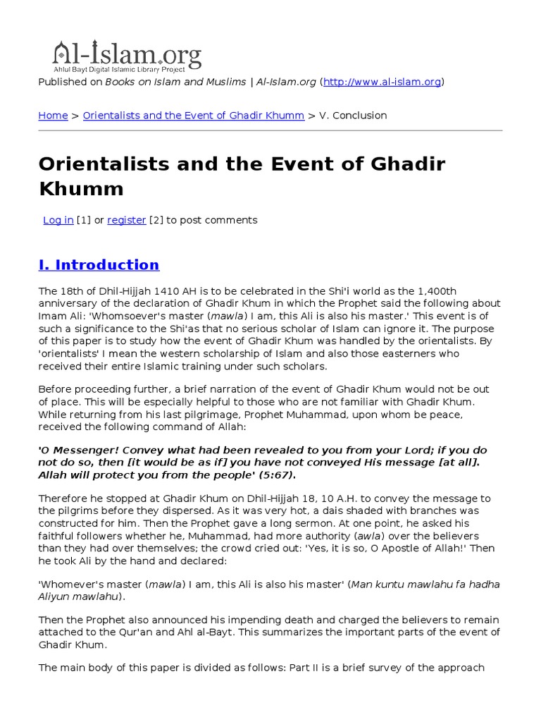 Orientalists and The Event of Ghadir Khumm | PDF | Ali | Muhammad