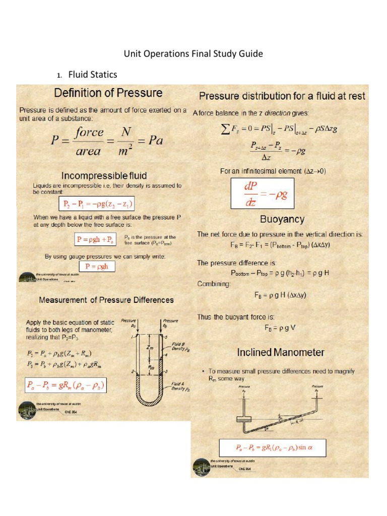 Unit Operations Study Guide Overview | PDF | Science & Mathematics