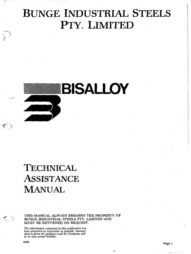 Bisalloy: Bunge Industrial Steels Pty. Limited | PDF | Annealing ...