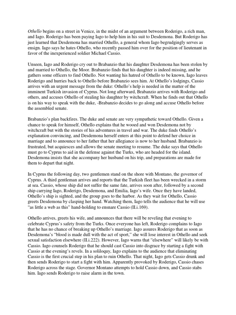 Plot Overview | PDF | Othello | Iago