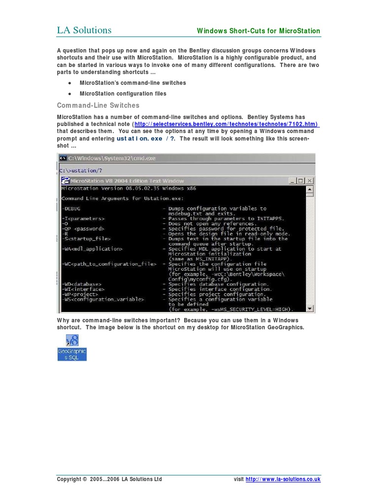 Shortcuts For Microstation Command Line Interface Computer File
