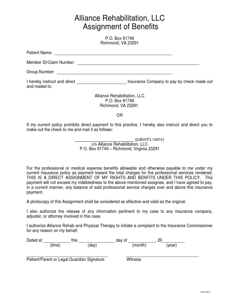 Assignment of Benefits | PDF