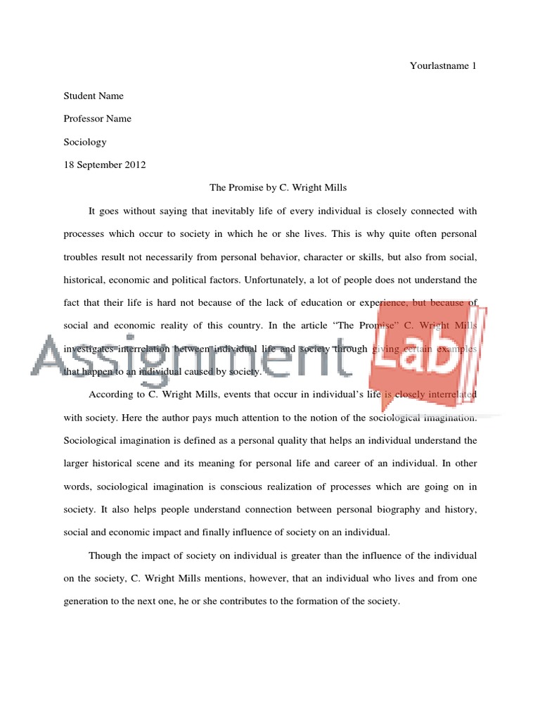 The Promise by C. Wright Mills | Sociology | Society