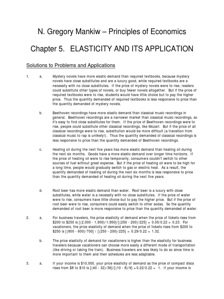 Man Kiw Chapter 05 Solutions Problems | PDF | Demand | Price Elasticity Of Demand
