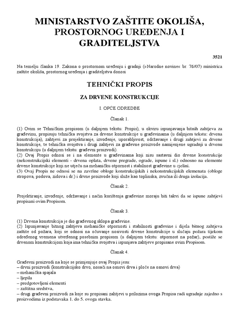 Tehnički Propis Za Drvene Konstrukcije | PDF