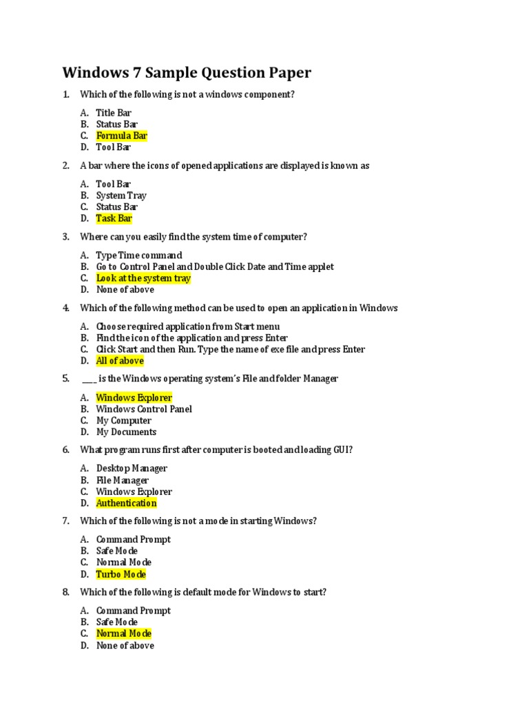 Windows 7 Sample QP | PDF | Windows 7 | Group Policy