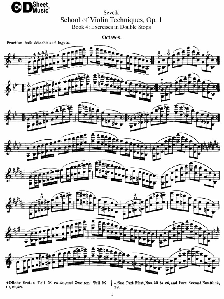 Sevcik - School of Violin Techniques Op.1, Book 4 - Exercises in Double ...