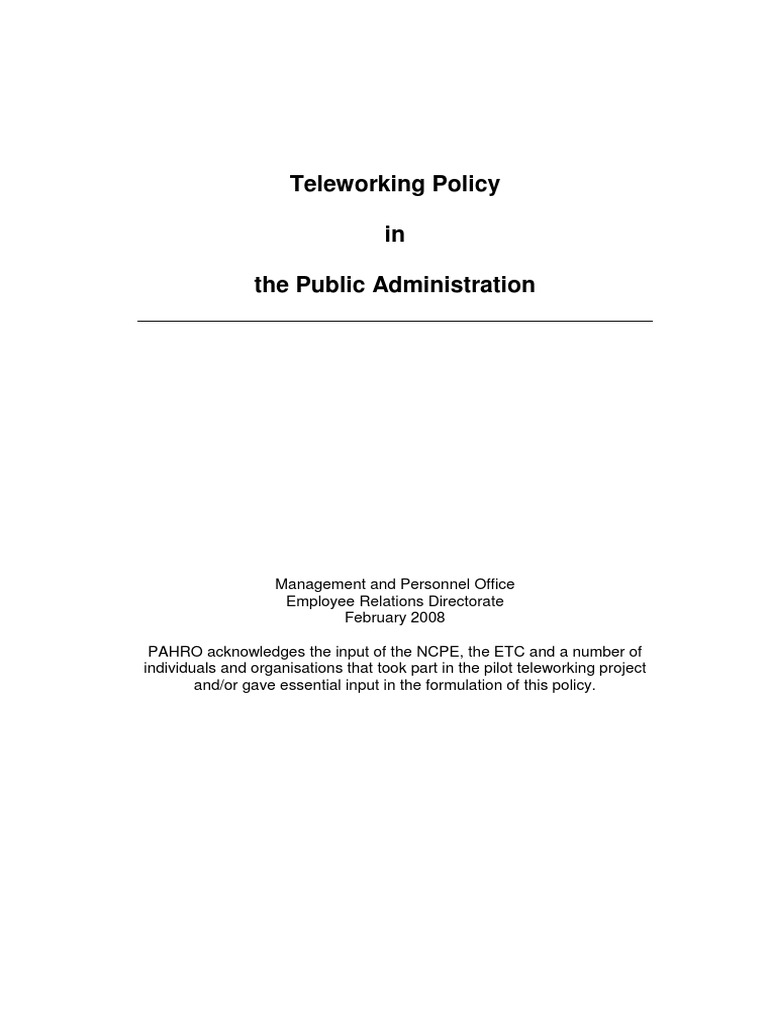 Teleworking Policy | Download Free PDF | Telecommuting | Virtual ...