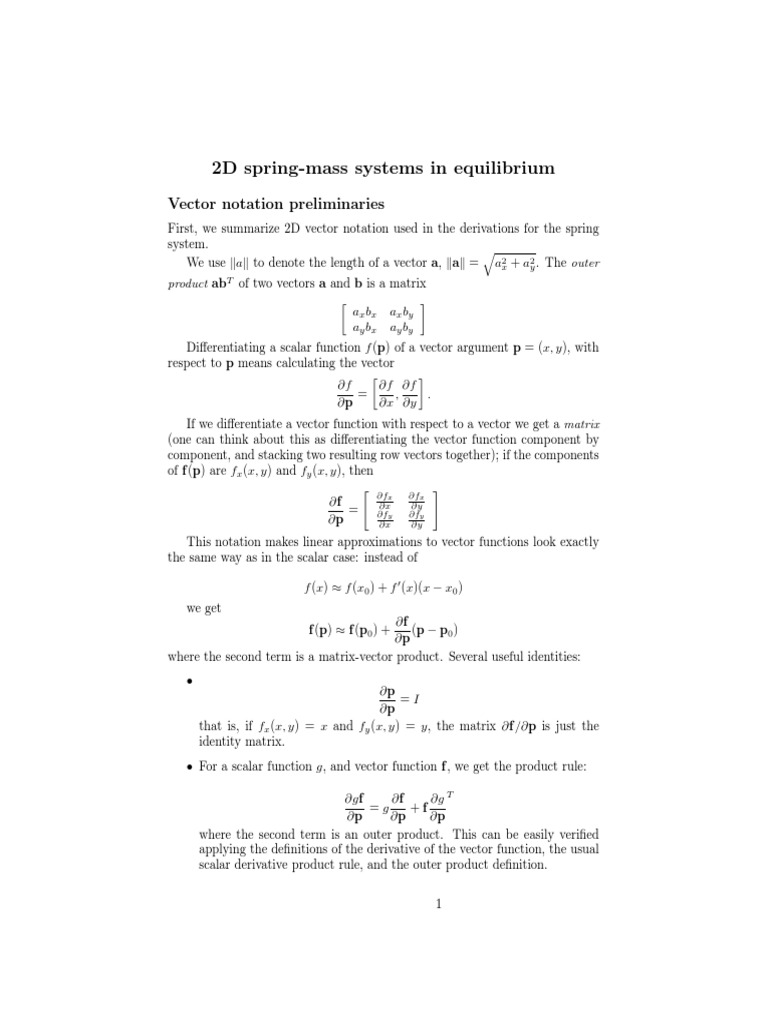 2D Spring-Mass Systems in Equilibrium | PDF | Matrix (Mathematics ...