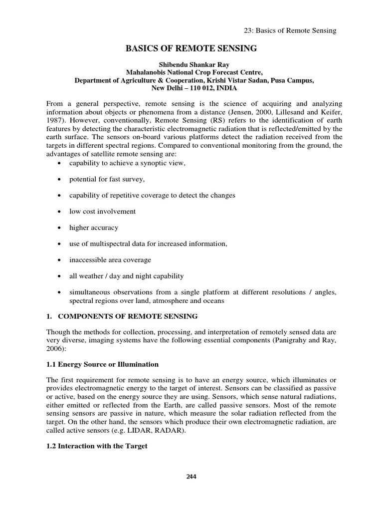 An Overview of the Key Components, Concepts, and Applications of Remote Sensing | PDF | Remote ...