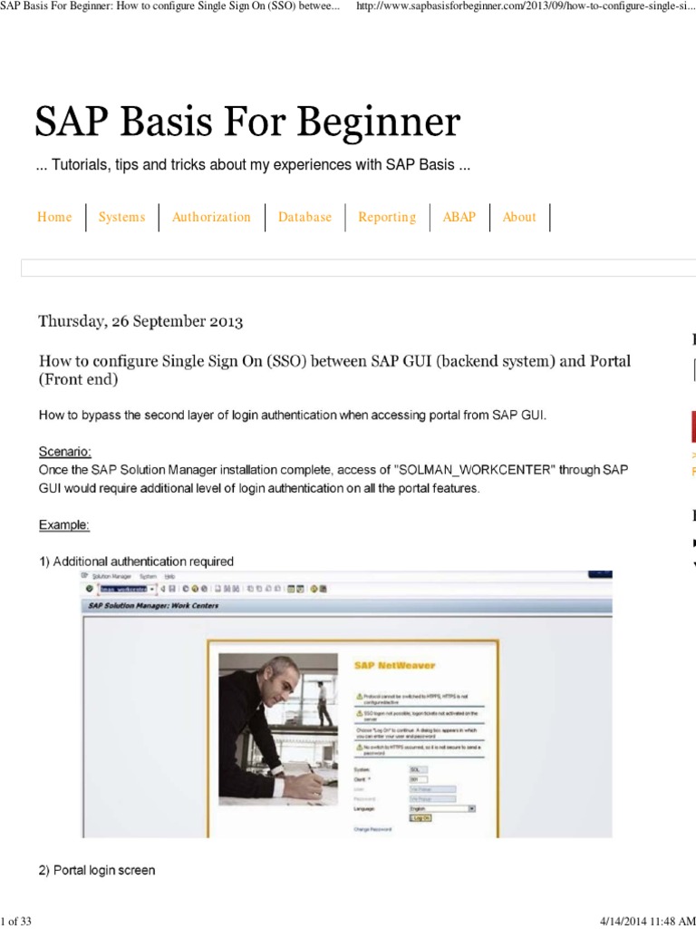 Configuring SAP SSO Integration Guide | PDF | Server (Computing ...