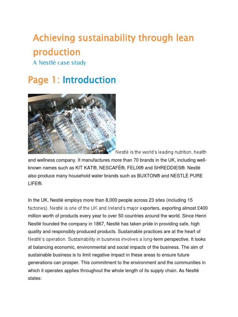 Nestle Case Study | PDF | Lean Manufacturing | Nestlé