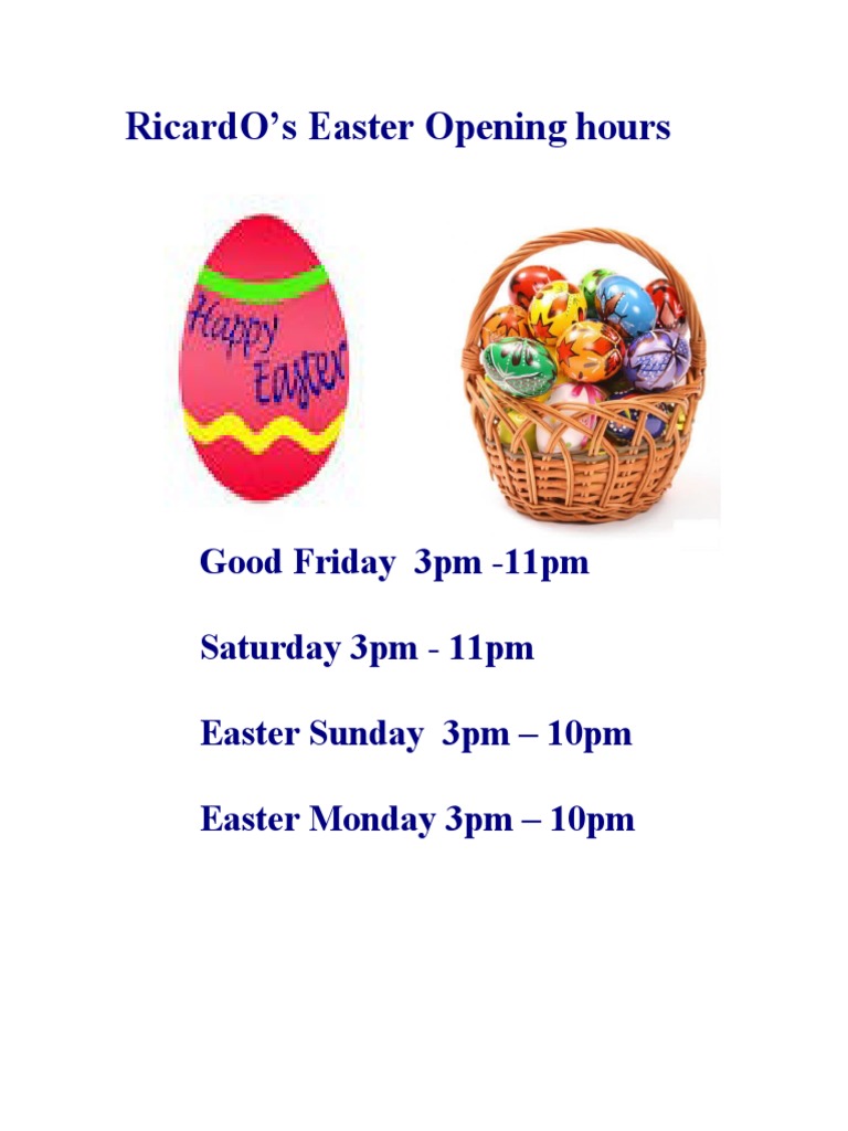 Easter Opening Hours | PDF