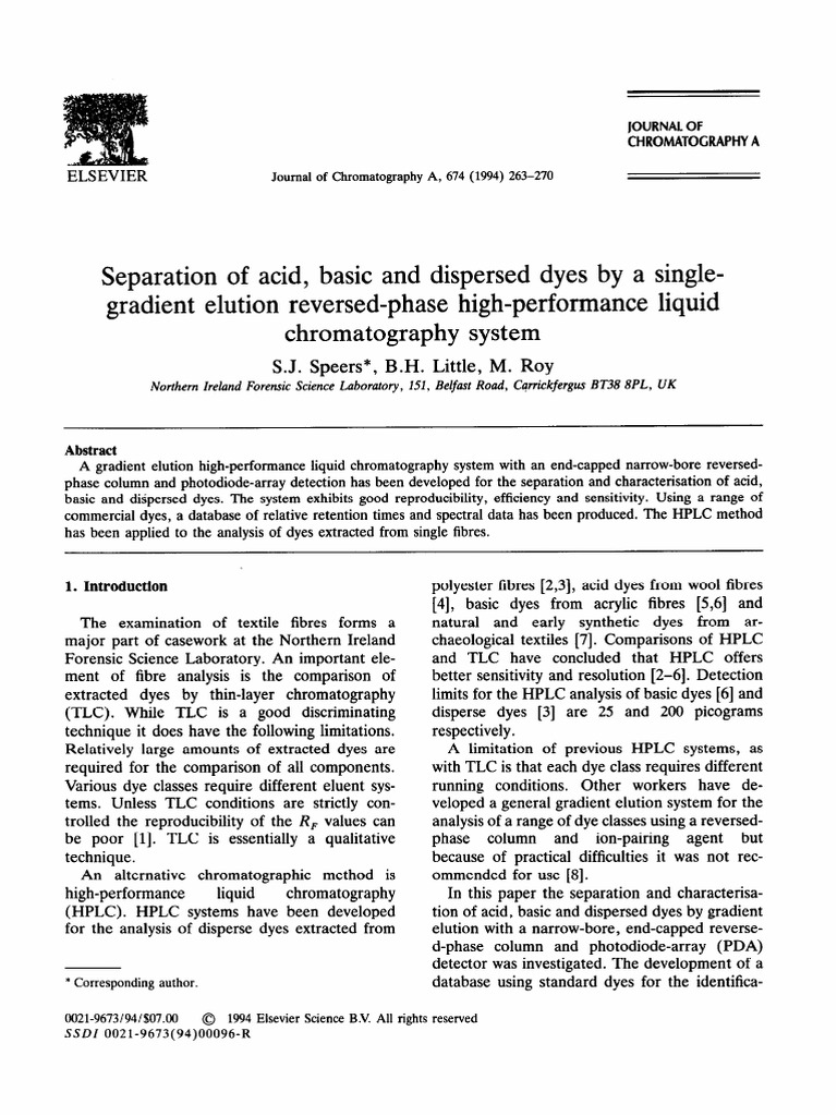 Separation of Acid, Basic and Disperse Dyes by Single Gradient Elution ...