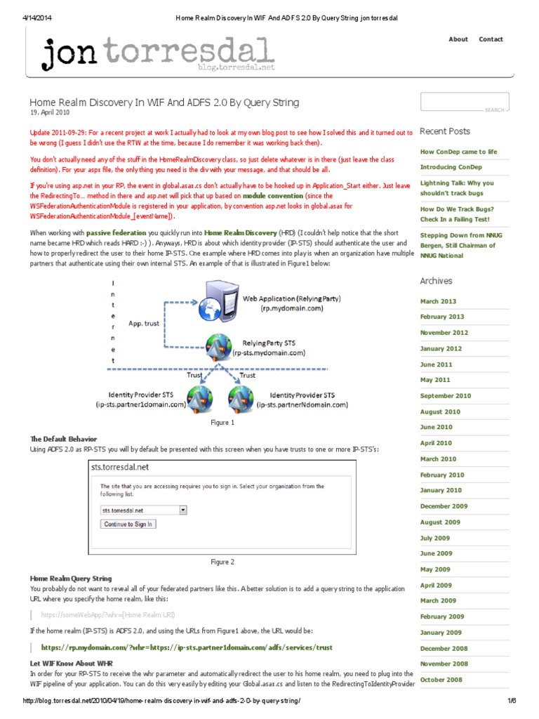 Home Realm Discovery in WIF and ADFS 2 | PDF | Http Cookie | Application Layer Protocols