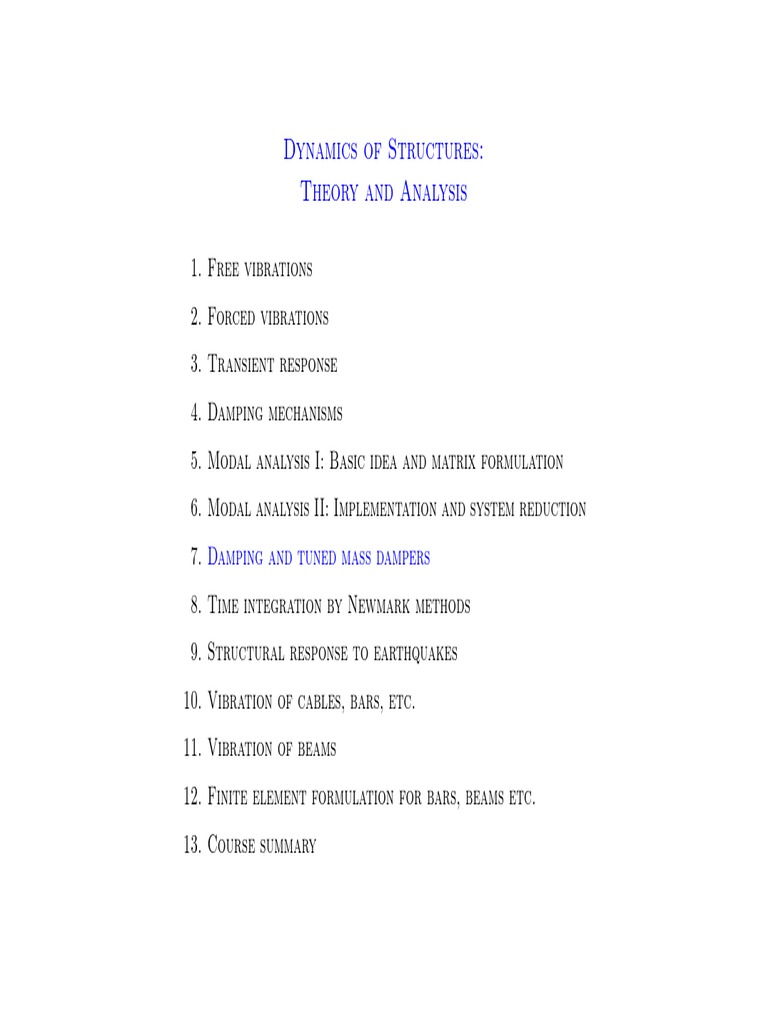 Dynamics of Structures Theory and Analysis | PDF | Resonance | Physics
