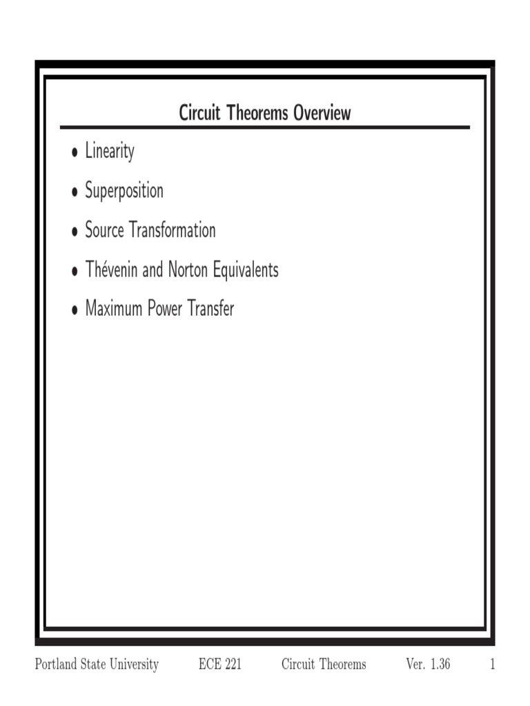 Circuit Theorems | PDF | Series And Parallel Circuits | Electrical Network