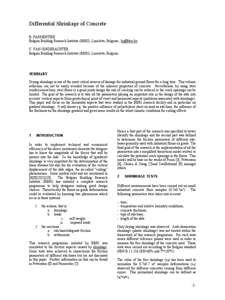 Differential Shrinkage of Concrete Industrial Floors | PDF | Casting ...