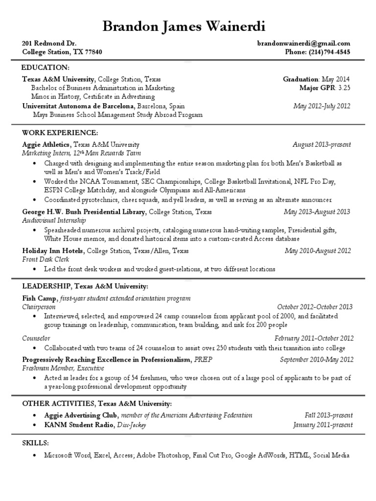 Brandon Wainerdi Resume | PDF