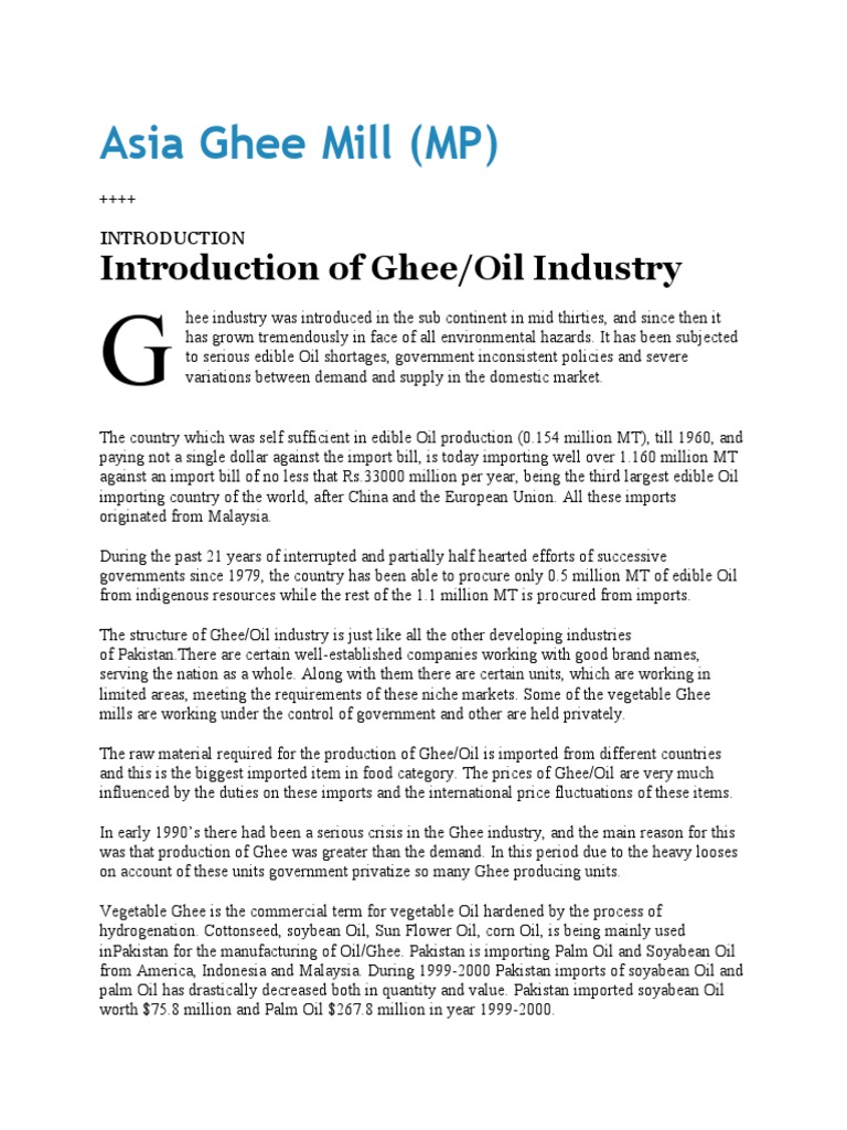 Asia Ghee Mill | Download Free PDF | Inflation | Strategic Management