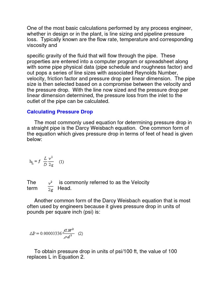 Basic Rule For Calculating Pressure Drop | PDF | Reynolds Number | Pressure
