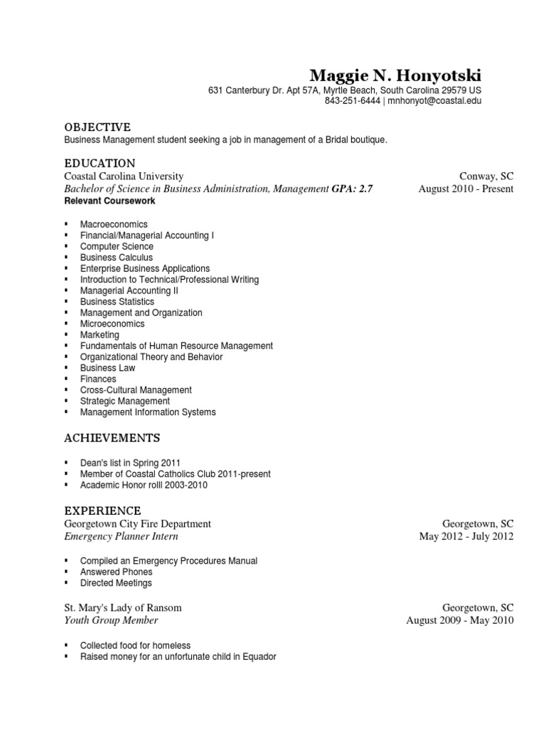 Business Management Student Resume | PDF | Business | Social Science