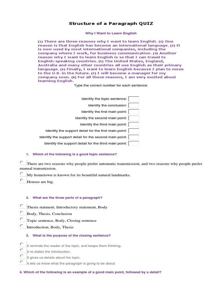 Paragraph Structure Test | PDF